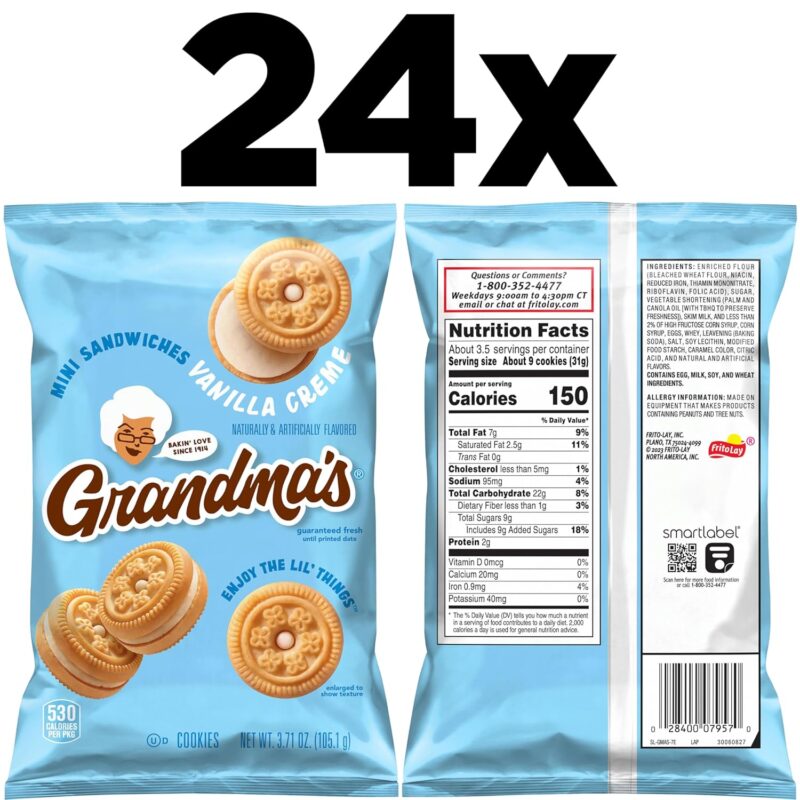 GRANDMA’S MINI SANDWICH CREMES VANILLA 24/3.71 OZ – USA Concession