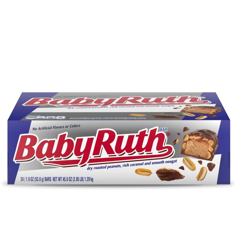 BABY RUTH CHOCOLATE & PEANUT & CARAMEL & NOUGAT SINGLE BARS 24/1.9 OZ ...