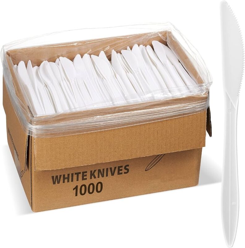 FILM INDIVIDUALLY WRAPPED PLASTIC WHITE KNIVES 1/1000PCS. – USA Concession