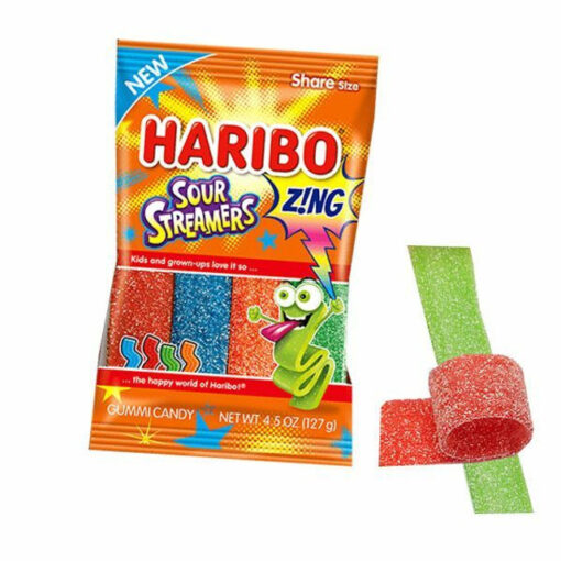 HARIBO SOUR STREAMERS PEGGABLE BAG 12/4.5 OZ – USA Concession
