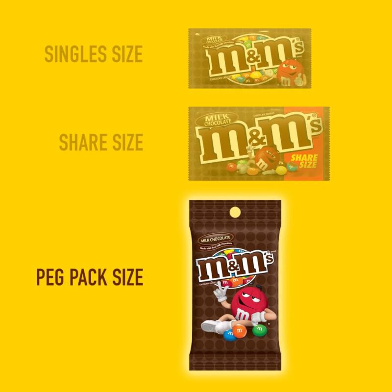 M&M’S MILK CHOCOLATE CANDY PEGGABLE BAG 12/5.3 OZ – USA Concession