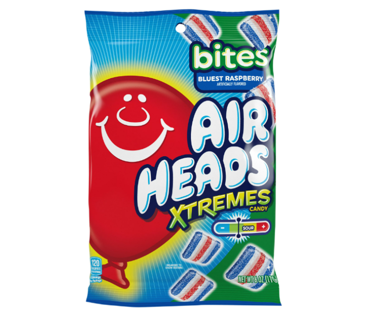 AIRHEADS XTREMES CANDY BITES BLUEST RASPBERRY PEGGABLE BAG 12/6 OZ ...