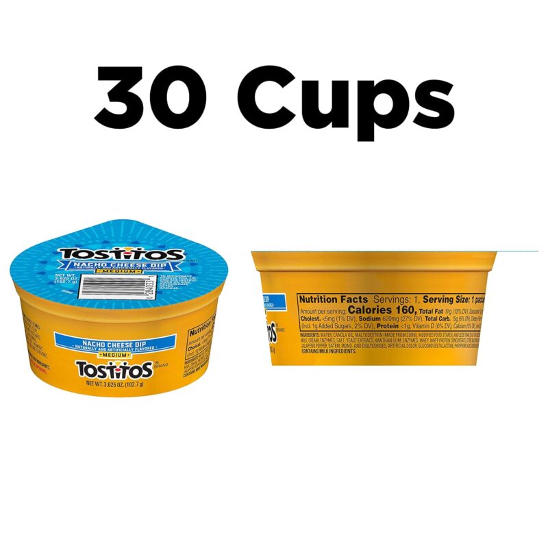 TOSTITOS NACHO CHEESE DIP MEDIUM 30/3.625 OZ – USA Concession