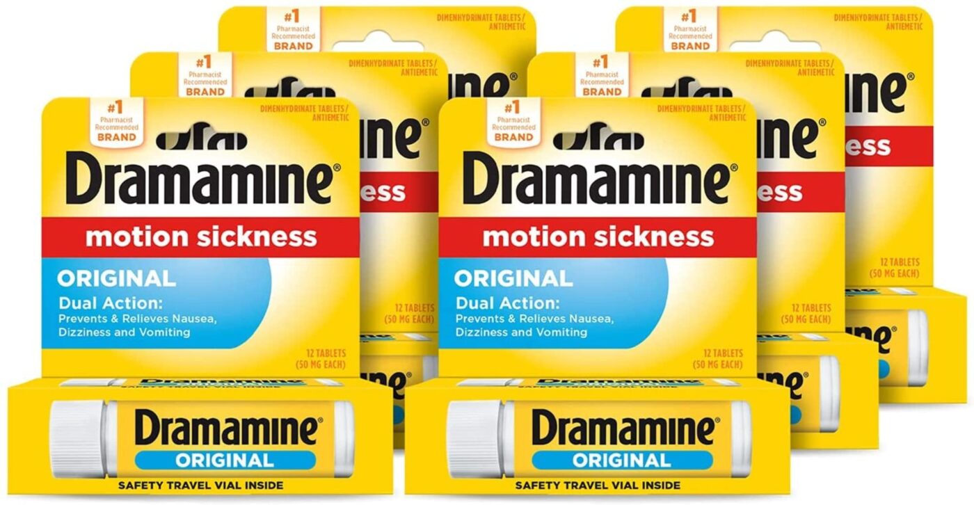 DRAMAMINE TABLETS ORIGINAL VIAL 6/12 TABLETS – USA Concession