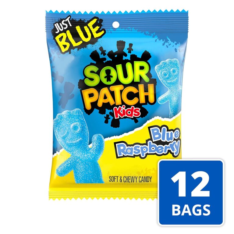 SOUR PATCH KIDS BLUE RASPBERRY SOFT CHEWY CANDY PEGGABLE BAG 12/3.6 OZ ...