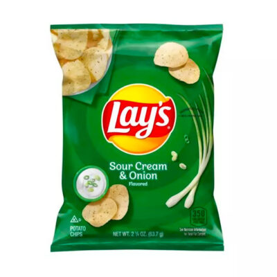LAY’S SOUR CREAM & ONION CHIPS PEGGABLE BAG 24/2.25 OZ – USA Concession