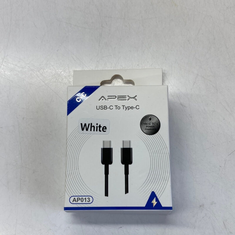 APEX AP013/AP15 USB-C TO TYPE-C CABLE WHITE 1 PCS – USA Concession