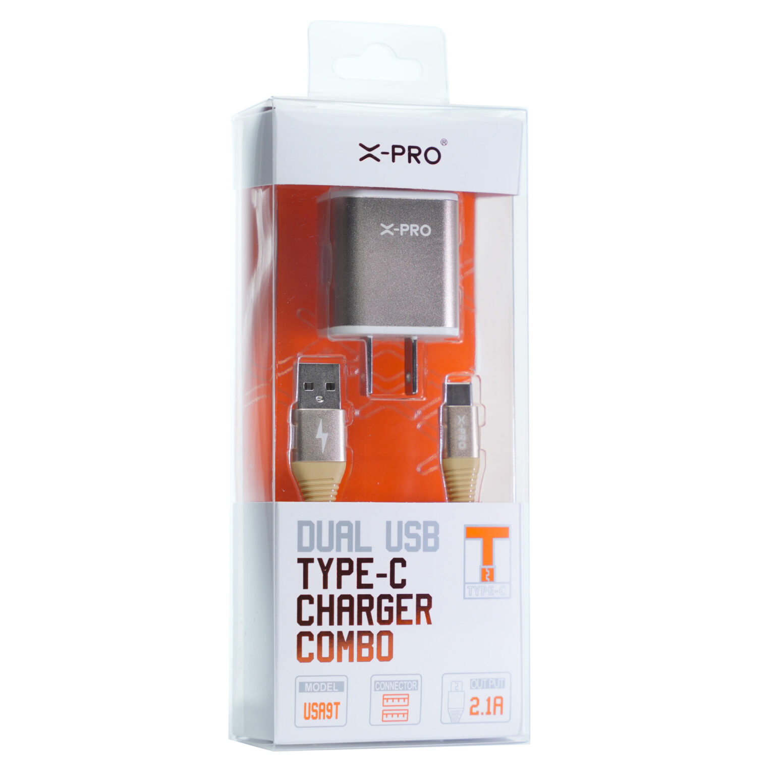 X-PRO USA9T DUAL USB CHARGER TYPE-C CABLE COMBO PREMIUM QUALITY 1 PCS ...