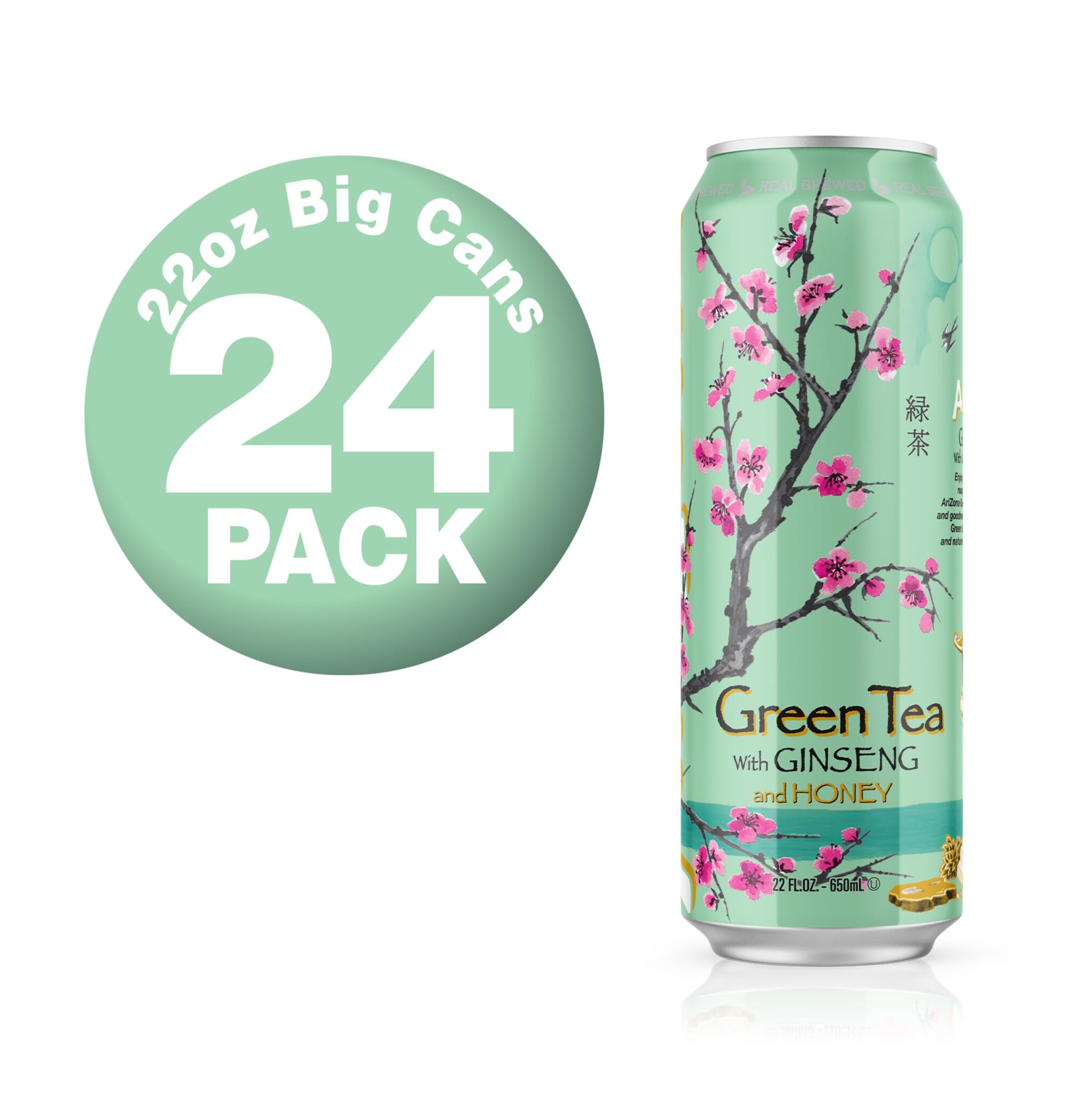 ARIZONA GREEN TEA GINSENG AND HONEY 24/22 OZ CANS – USA Concession