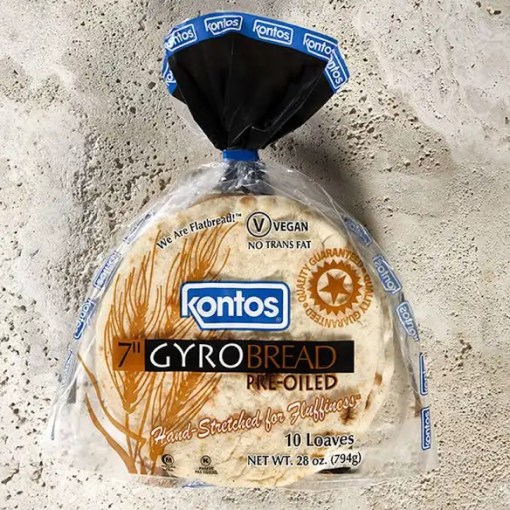 KONTOS 7 INCH PRE-OILED GYRO BREAD 12/10 – USA Concession