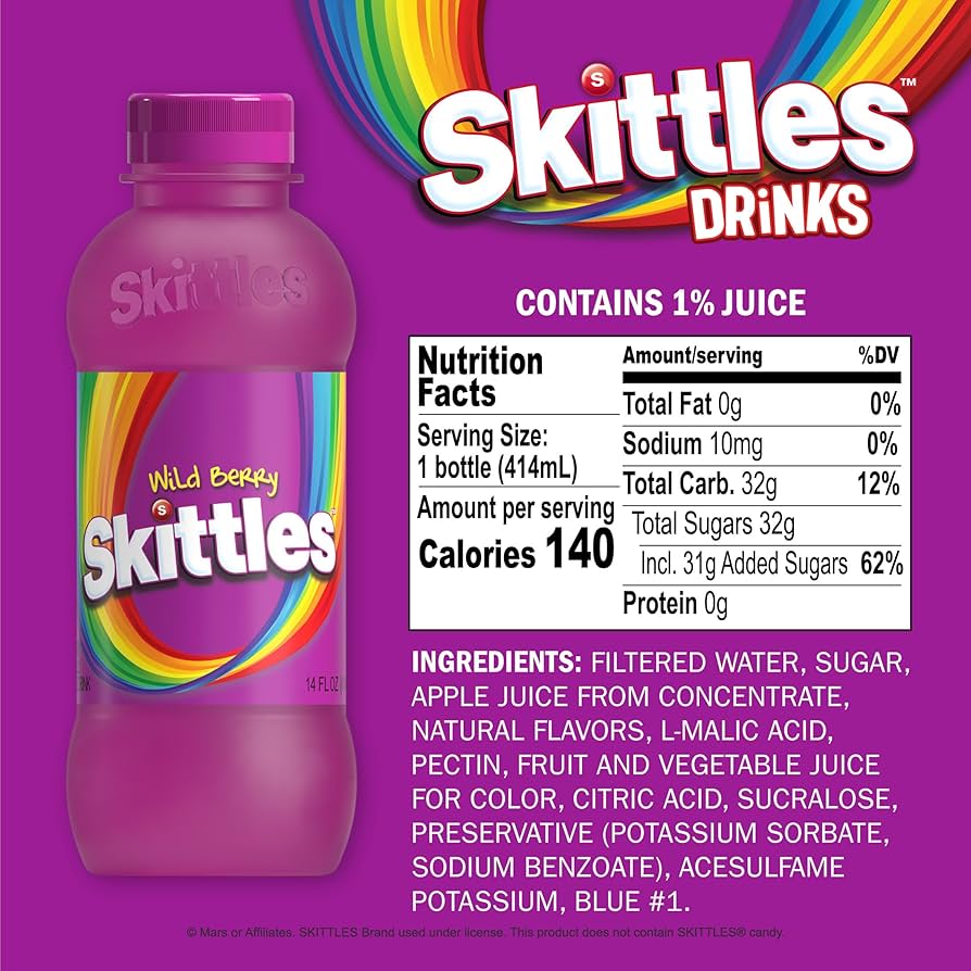 SKITTLES™ WILD BERRY FLAVOR DRINK 12/14 OZ – USA Concession