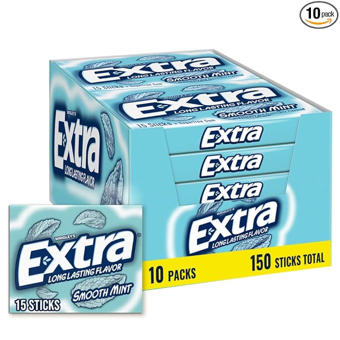 EXTRA LONG LASTING FLAVOR SMOOTH MINT SUGAR FREE GUM 10/15 STICKS – USA ...